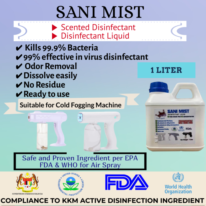 Disinfectant Liquid 1 LITRE #Only Suitable for Cold Fogging Machine# ...