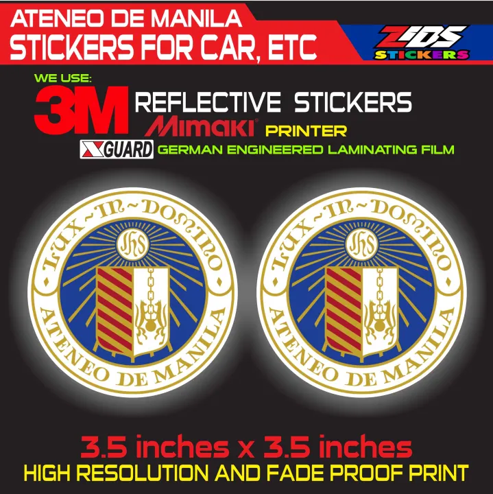 ateneo logo 3M reflective printed laminated sticker for cars, motorcyle ...