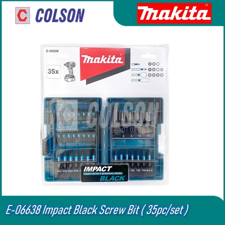 COLSON MAKITA E-06638 35 Pieces Detailed Screw Impact Black Screw Bit ...