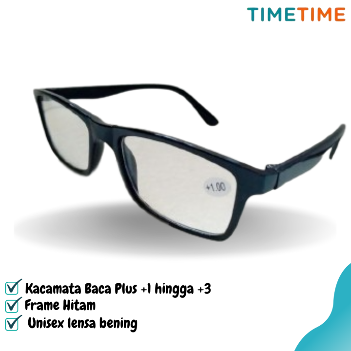 Kacamata Plus Kacamata Baca Frame Kotak Kaca mata Rabun Dekat Kacamata ...
