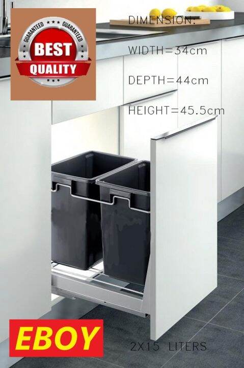 Pull Out Trash Bin/Trash Can/Trash Box/Kitchen Trash/Cabinets/TWO TUB ...