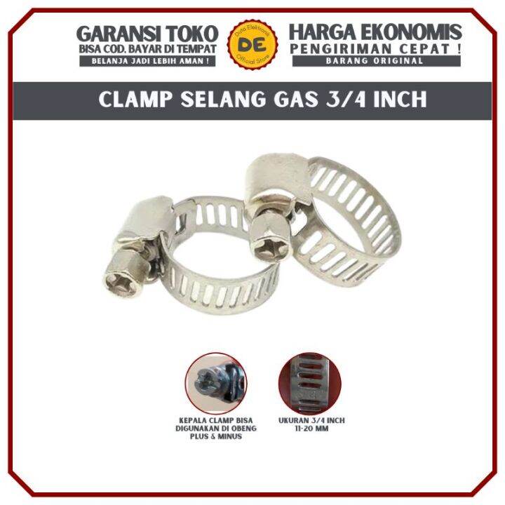 Klem Selang Gas/Selang Air TAIWAN 3/4” mata obeng PLUS MINUS - Hose ...