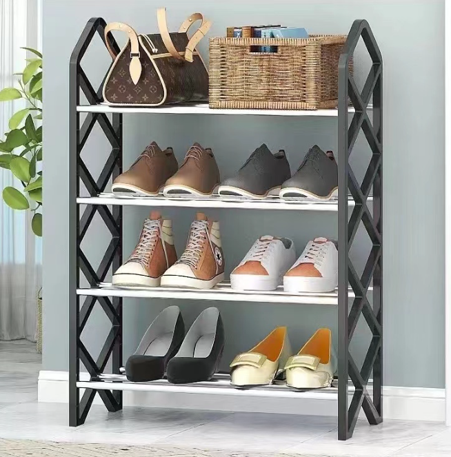 4 Layer Diamond X Style Shoe Rack Stackable Shoes Organizer Storage ...