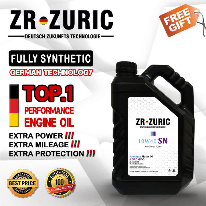 ZR.ZURIC 10W40 SN Synthetic Blend Engine oil 3L | Lazada