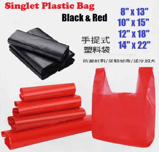 Singlet Plastic Bag Black & Red 60pcs & 40pcs Beg Plastik Hitam Merah ...