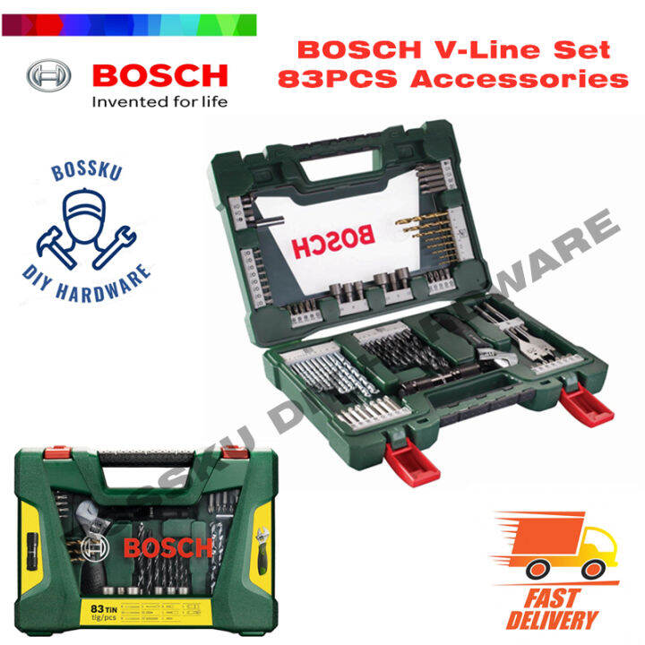 Bosch 83pc V-Line Drill Bit and Screwdriver Bit Set with LED Torch and ...