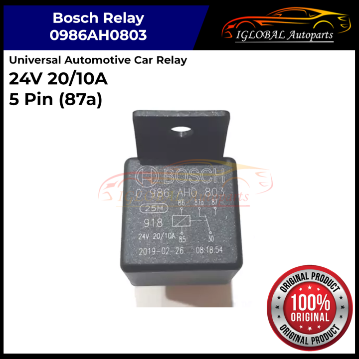 Bosch Universal Automotive Car Relay 24v 20/10A 5 Pin (87a) Bosch Relay ...