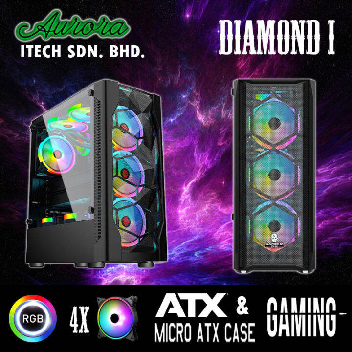 ( GAMING DIY CASING ) ATX GAMING CASING PC DIAMOND 1 WITH RGB / ARGB ...