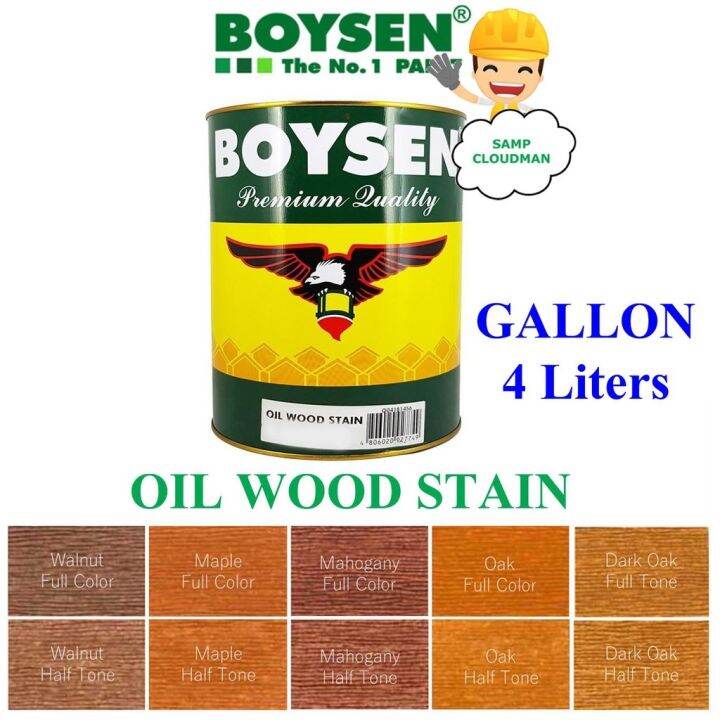 Boysen Oil Wood Stain Gallon Size 4 Liters Walnut Maple Mahogany Clear ...