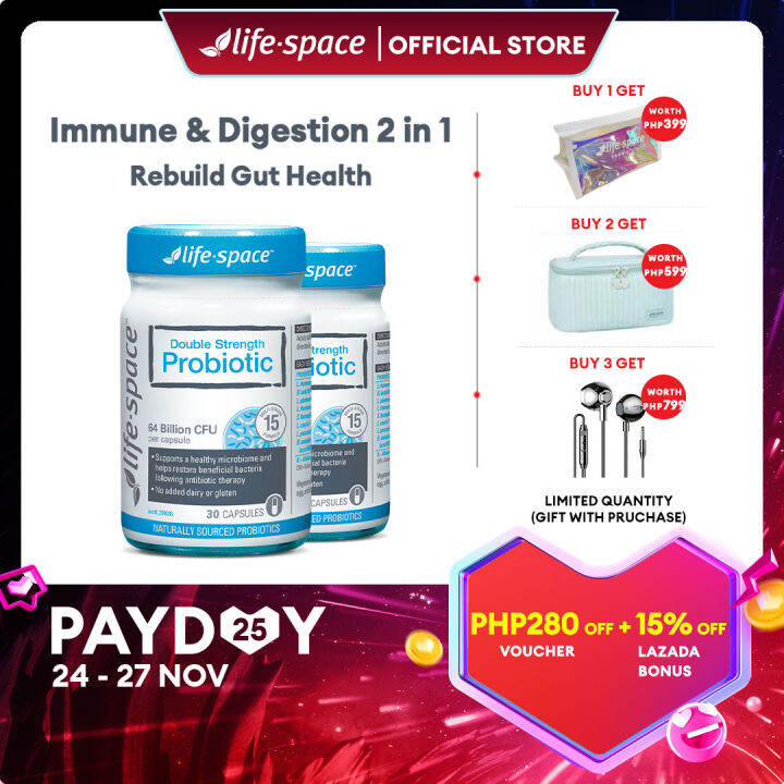 [Bundle of 2]Life Space Double Strength Probiotic 30 Capsules (EXP: 03/ ...