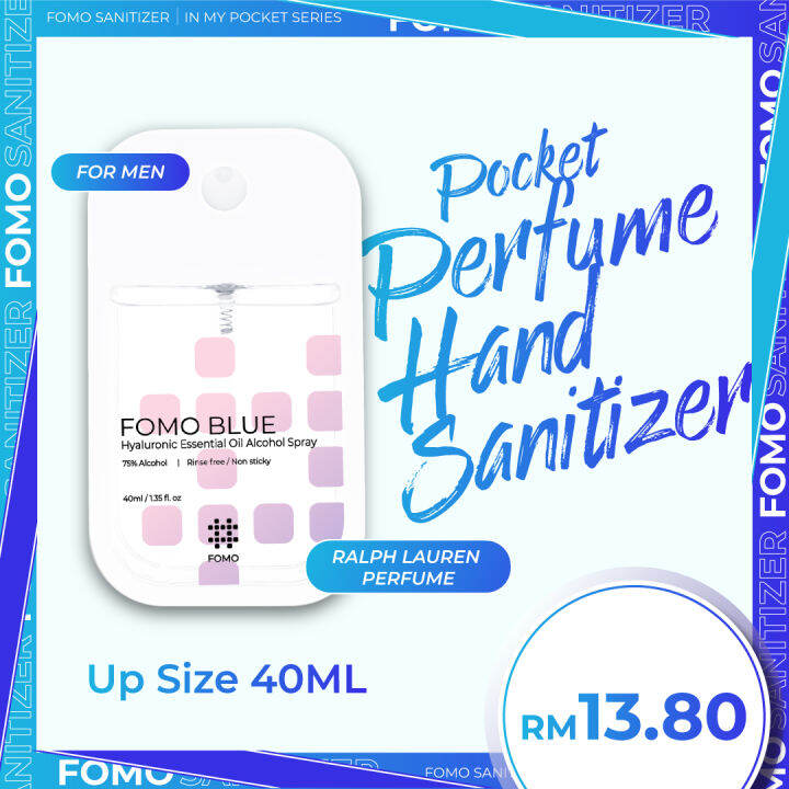 FOMO Blue | Perfume Pocket Hand Sanitizer Spray Bottle | 75% Alcohol 40ml | Perfume for men ...