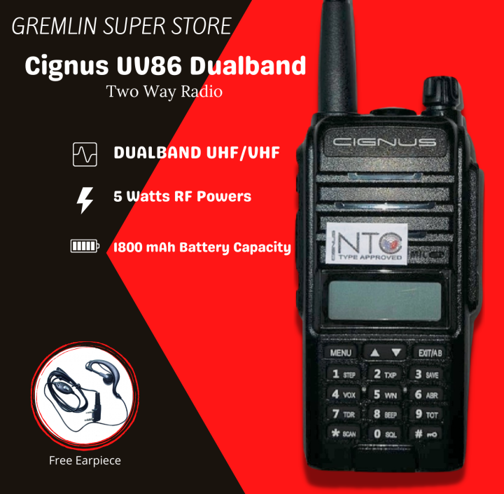 Cignus UV86 Dualband Free Earpiece Portable Two Way Radio Walkie Talkie ...