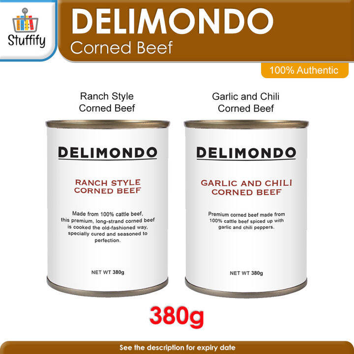 DELIMONDO Corned Beef 380g | Ranch Style and Garlic Chili | Lazada PH