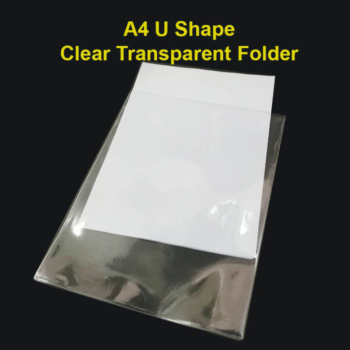 High Quality PVC A4 Clear Transparent U Shape Folder for Documents Papers Certificate | Lazada