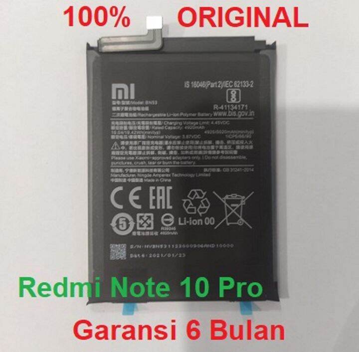 Battery Baterai Batere xiaomi Redmi Note 10 Pro BN53 Original | Lazada ...
