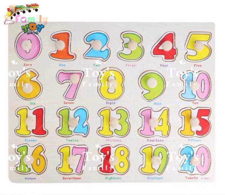 Toy's Family Wooden Numbers Set Peg Puzzle Baby Toddler Preschool Kids ...