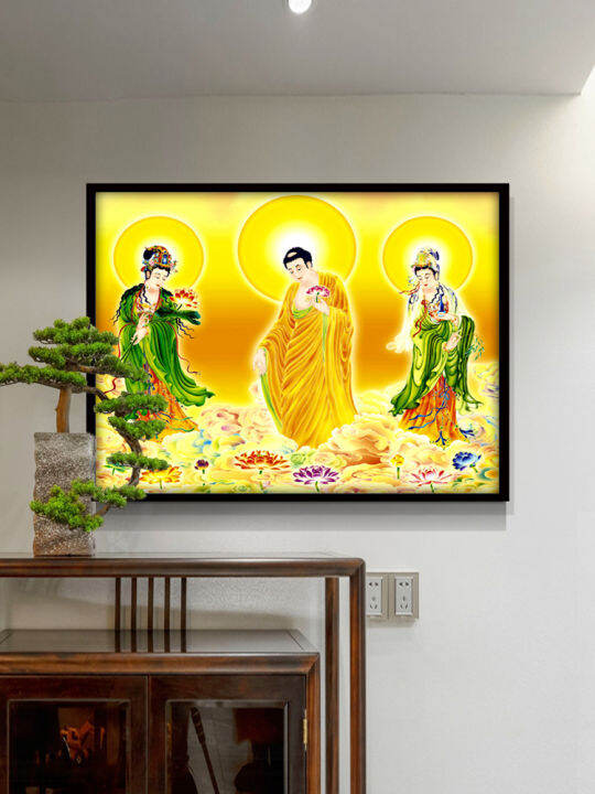 Amitabha Buddha and Guanyin Bodhisattva Three Buddha Statues Religious ... Amitabha Buddha and Guanyin Bodhisattva Three Buddha Statues Religious ...