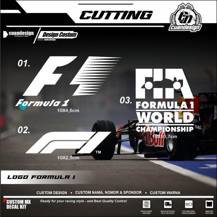 STIKER CUTTING STICKER FORMULA 1 STIKER MOTOR HELM KACA LEM KUAT TAHAN ...