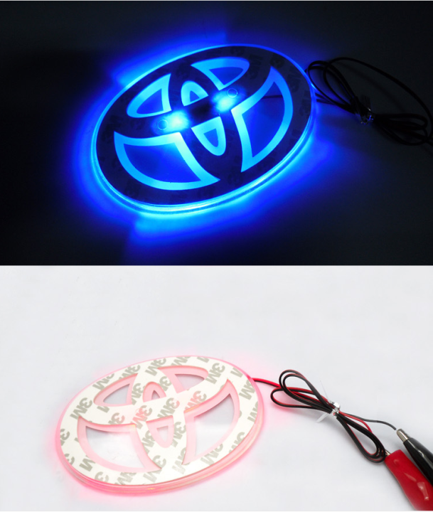 Toyota 2D Car LED Emblem Logo - Size: 10X6.8cm - Front and Rear Logo ...