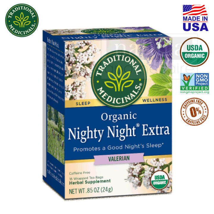 Traditional Medicinals, Organic Nighty Night Sleep Tea, Extra Valerian ...