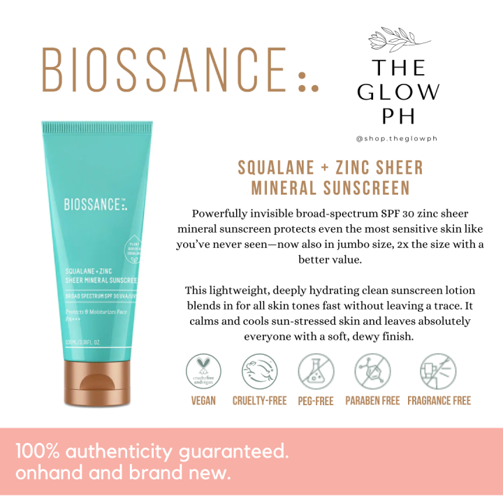 [AUTHENTIC] BIOSSANCE Squalane + ZInc Sheer Mineral Sunscreen | The ...