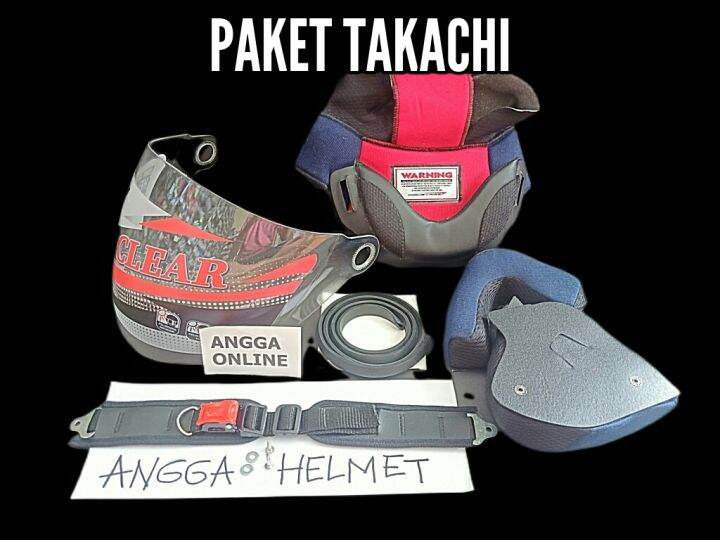 PREMIUM PAKET TAKACHI, Busa Helm TAKACHI + Kaca Helm Takachi + Lis Karet Helm + Tali Helm bonus ...
