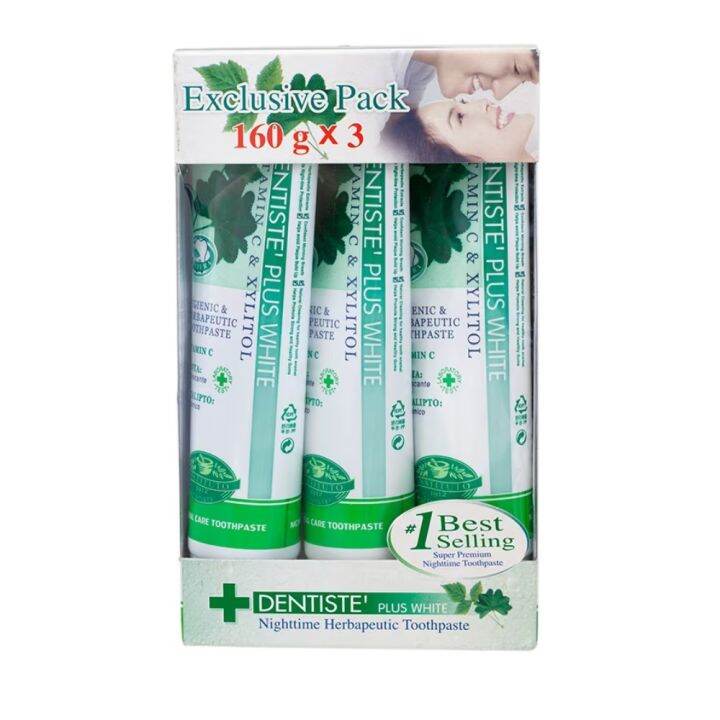 Dentiste 160G X 3 เดนทิสเต้ ยาสีฟันพลัสไวท์หลอดบีบ 160กรัม | Lazada.co.th