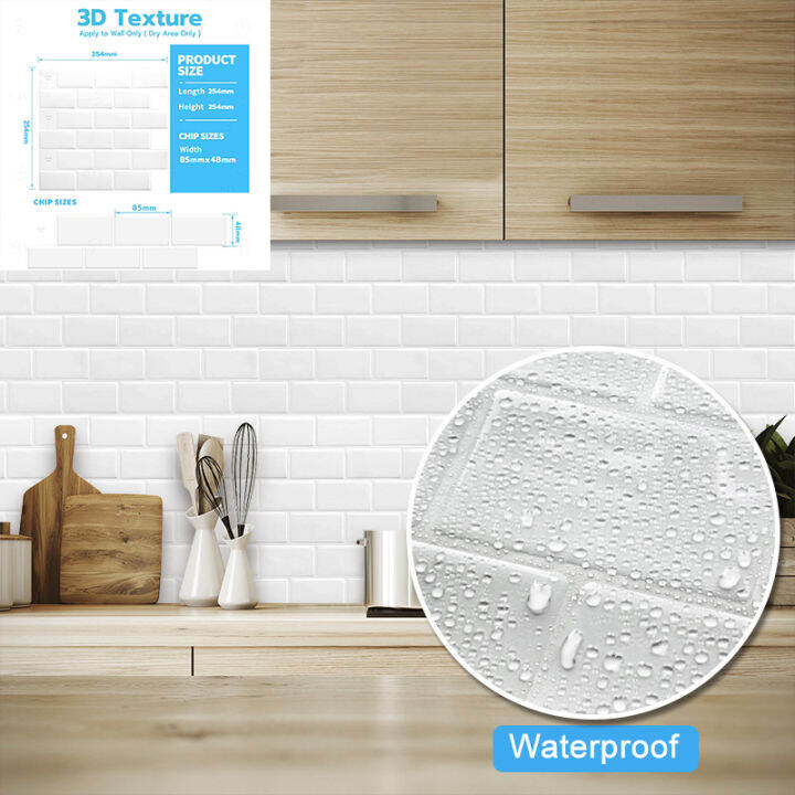 【Decorate】 【COD】 Kitchen Wallpaper 3D Backsplash Subway Tiles Sticker ...