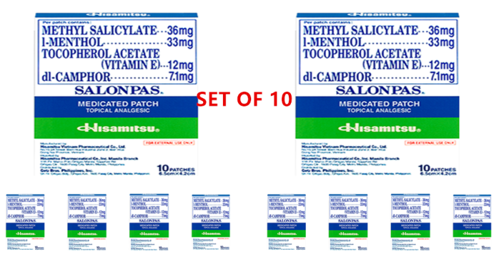 open 24 hours (SET OF 10 ) SALONPAS Medicated Patch (10 Patches ...