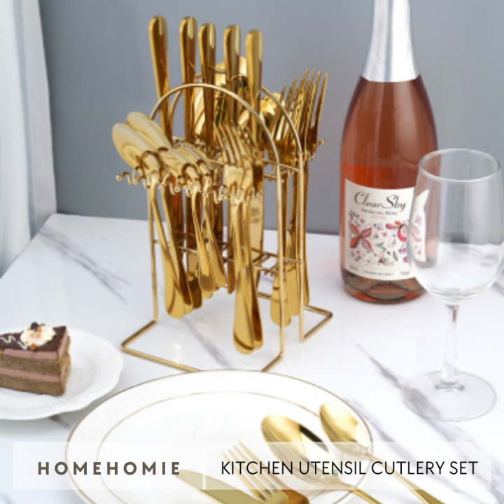 Homehomie 24 Pieces Stainless Steel Kitchen Utensil Cutlery Set ...