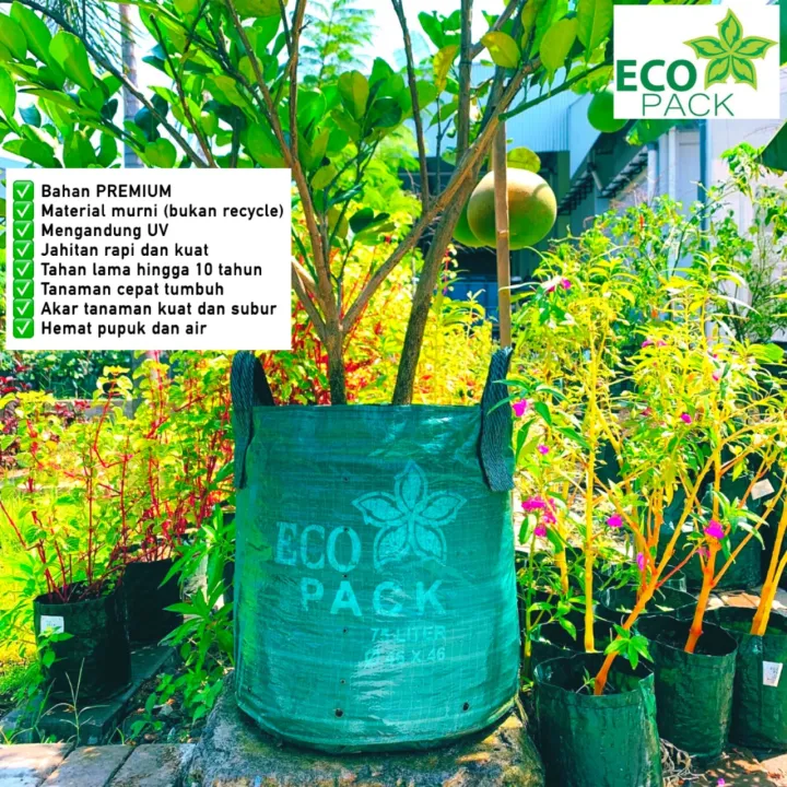 Eco Pack Planter Bag 50 Liter Grow Bag Ecopack Hijau Premium Original | Lazada Indonesia