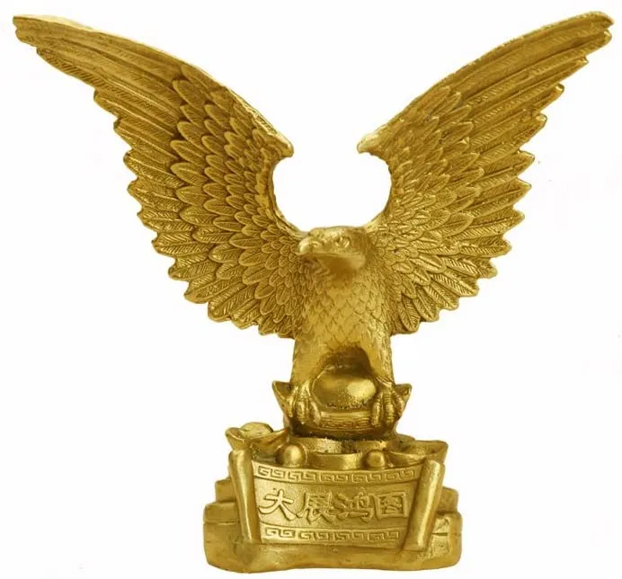 Eagle Spreads its Wings Sculpture Brass Statue Lucky Figurine Feng Shui ...