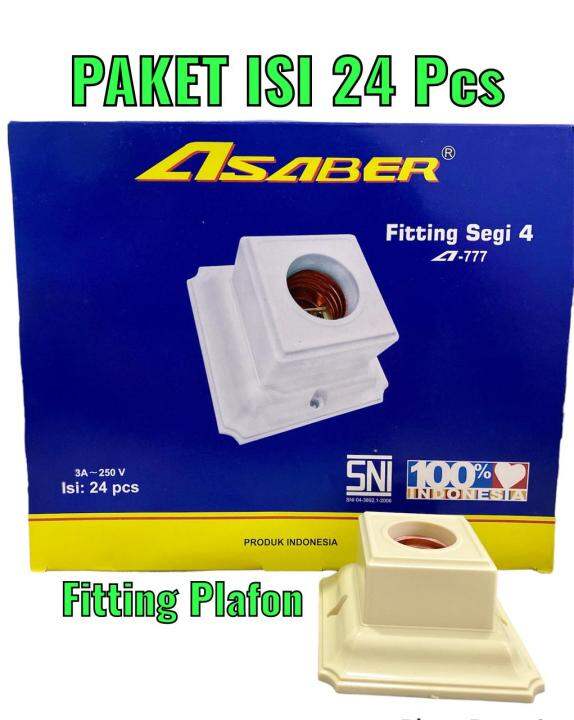 ( PAKET ISI 24 PCS ) Fitting Lampu / Plafon / Plavon / Segi 4 Merk ...