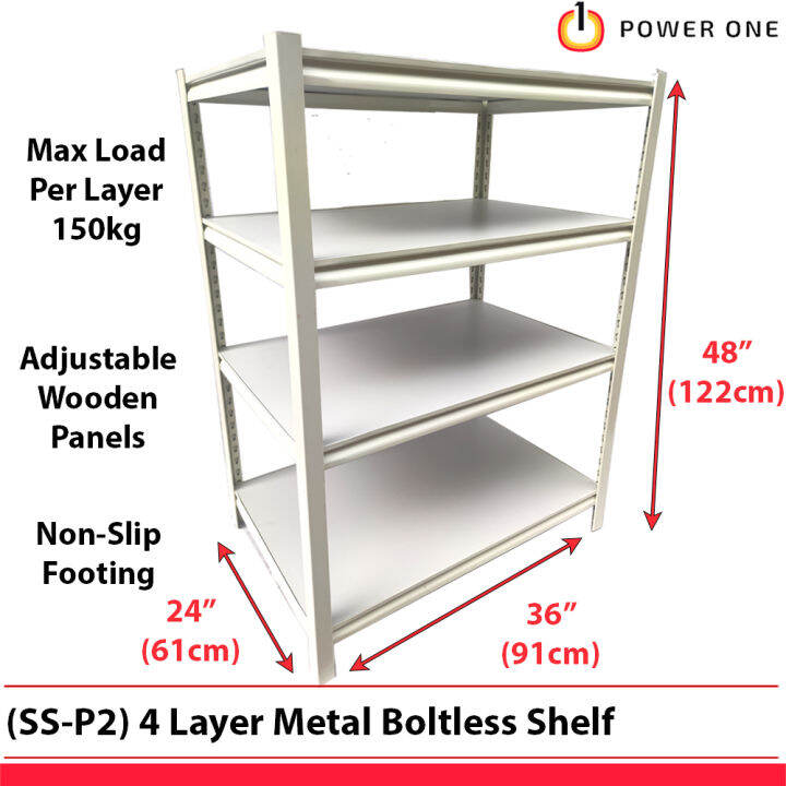 (SS-P2) 4 Layer Adjustable Boltless Plug-in Multi-Purpose Steel Storage ...