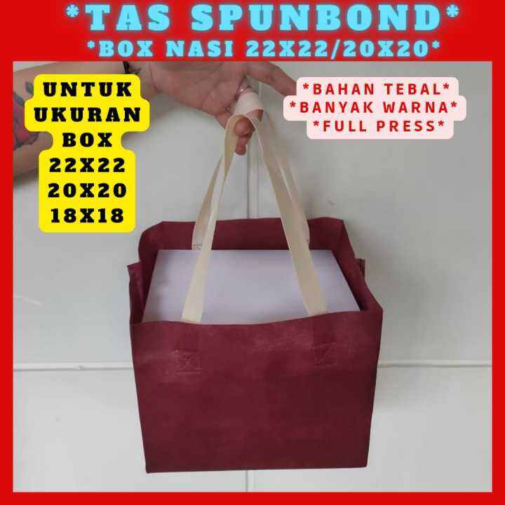 Tas Spunbond Box 22x22 20x20 18x18 (1lusin) / Tas Box polos / tas Box nasi / Tas kotak nasi ...