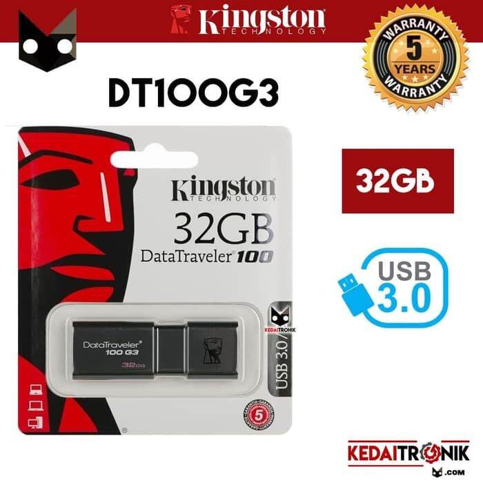 Kingston Flashdisk DT100G3 32GB Data Traveler 100 USB 3.0 Disk Black | Lazada Indonesia