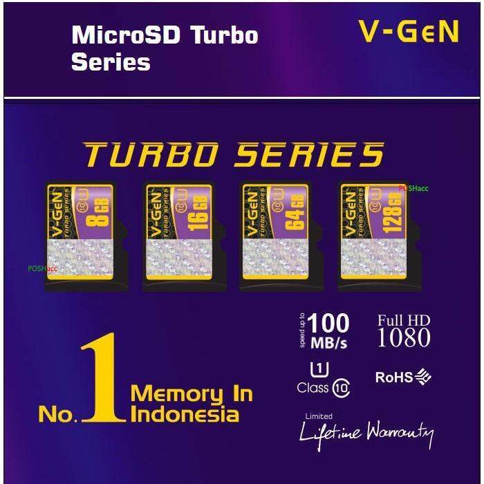 Memory card V-GEN 64gb/32gb/16gb/8gb class10 turbo series 100mbps micro sd vgen class10 turbo ...
