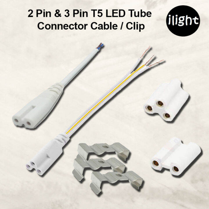 T5 Single End 2 Pin 3 Pin LED Tube Connector Cable Wire Extension Cord ...