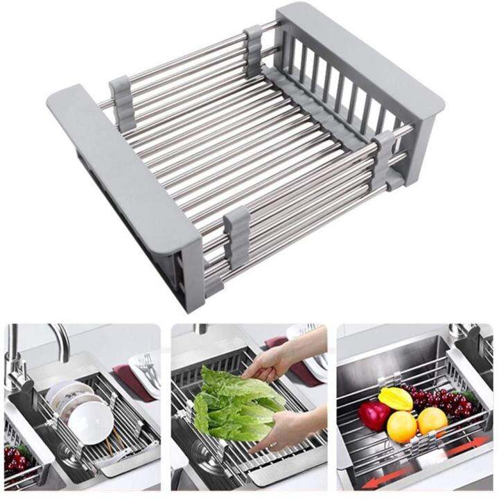 Retractable Sink Water Filter Rack Drain Basket Stainless Steel Kitchen ...