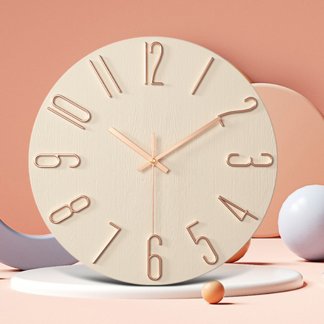 3D modern minimalist wall clock Sleek Wall Clock Embossed Numbers Easy ...