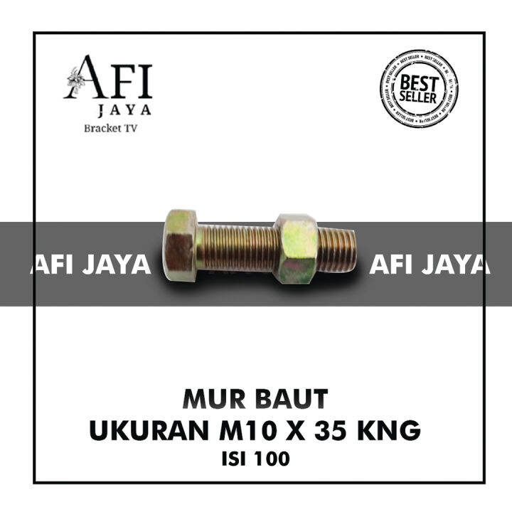 MUR BAUT UKURAN M10 X35MM KUNING (100 PCS)- BAUT MUR M10x35- BAUT ...