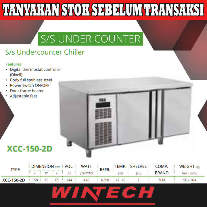 RSA XCC-150-2D SS Kitchen Refrigeration Undercounter Chiller 2 Pintu ...