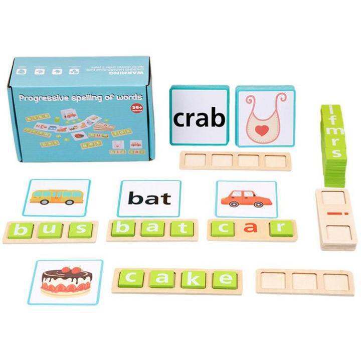 Spelling Board Games Wooden CVC Word Spelling Games Short Vowel Letters ...