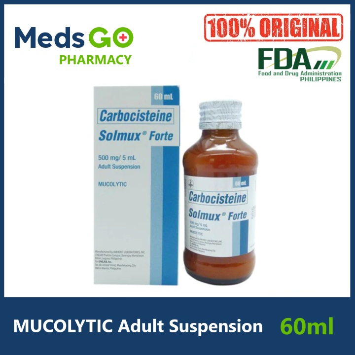SOLMUX FORTE Syrup for Adults 60ml - Carbocisteine 500mg / 5mL | Lazada PH
