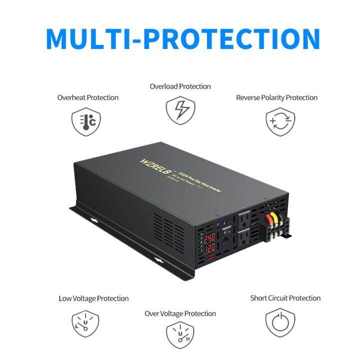 1 2000W Peak Pure Sine Wave Inverter Solar Inverter 12V 24V 48V DC To ...