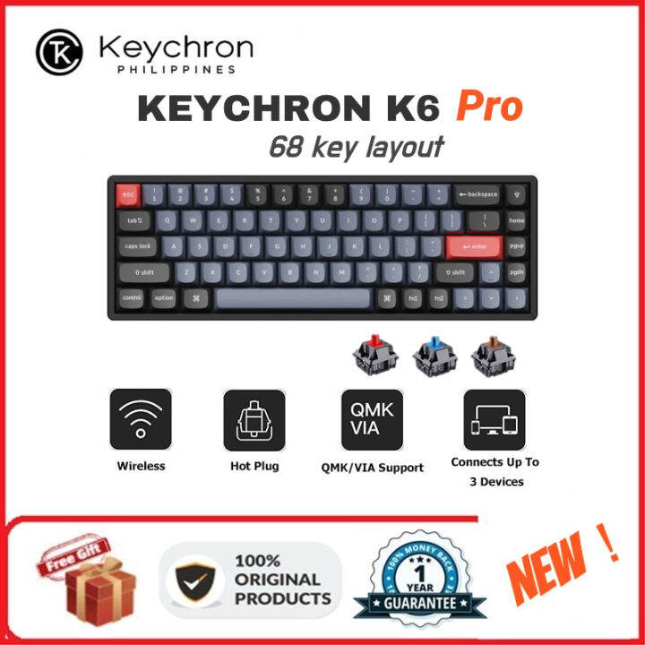 🖼 New！Keychron K6 Pro 68key QMK/VIA Change Key Mechanical Keyboard ...