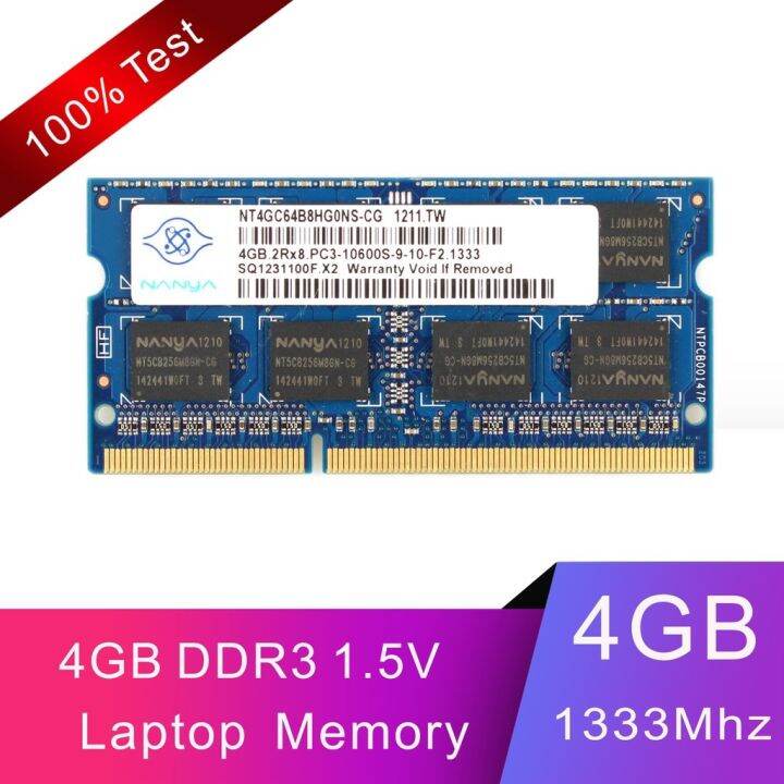 นันยา Nanya 4GB 2RX8 PC3-10600S DDR3-1333Mhz 1.5V Laptop Memory SODIMM RAM Intel แรม โน็ตบุ๊ค ...