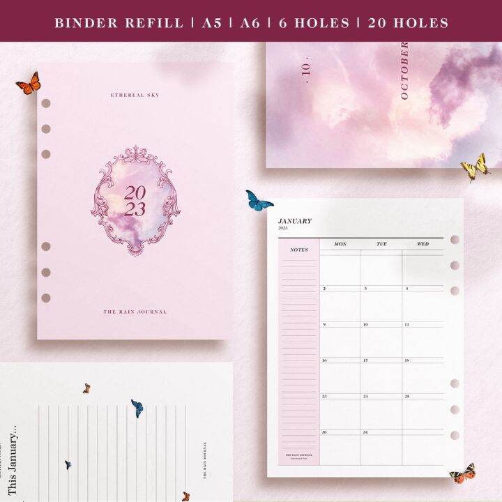 2023 Dated Planner - Binder Refill for A5 A6 Binder with 6-Holes and 20 ...