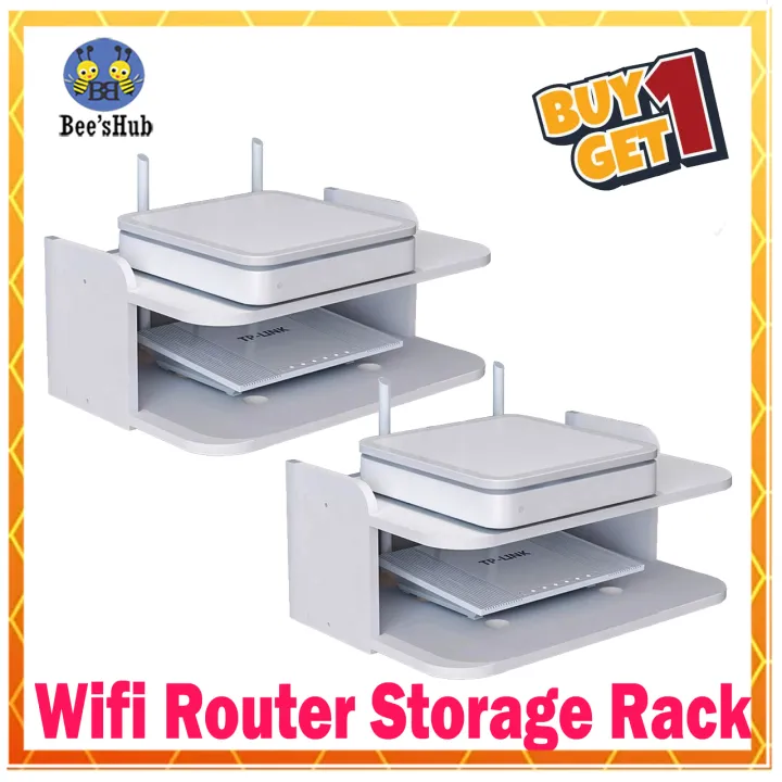 BUY 1 GET 1 Wifi Router Storage Rack Display Holder Double Floating ...