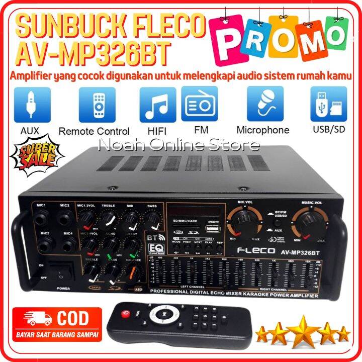 Sunbuck Audio Fleco AV-MP326BT - Amplifier FLECO F-326BT USB Bluetooth ...